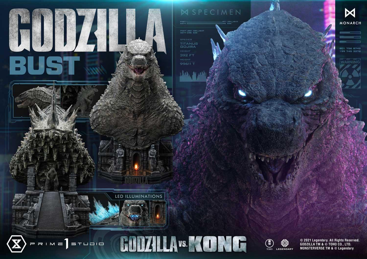Life Size Godzilla vs Kong Godzilla Bust Bonus Version | | Prime 1 Studio